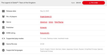 Zelda: Tears Of The Kingdom File Size Seemingly Revealed For Switch ...